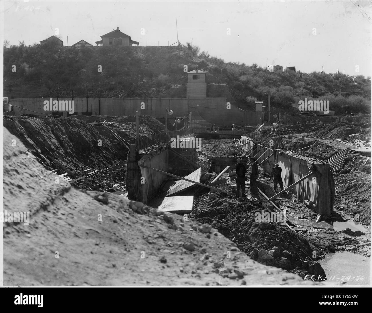 Intake diversion dam. View from south end of 80' section adjacent to ...