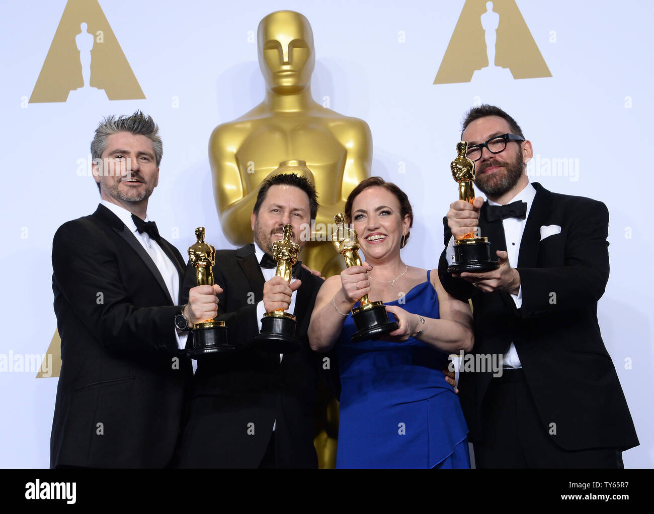 Visual effects artists Mark Ardington, Paul Norris, Sara Bennett and ...