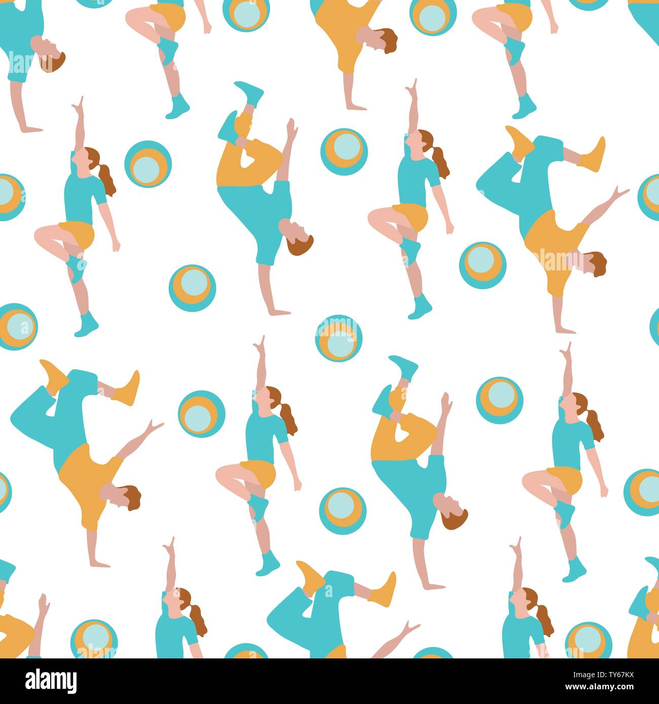 Vector seamless pattern with dancing people. Dance party, competition ...