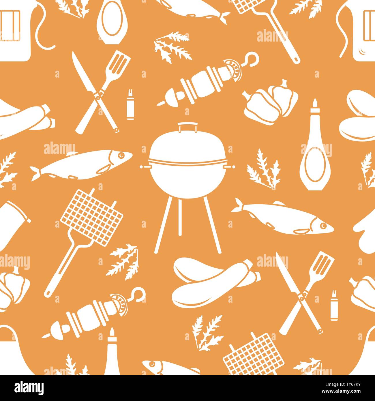 Seamless pattern with grill and barbecue tools. BBQ party background ...