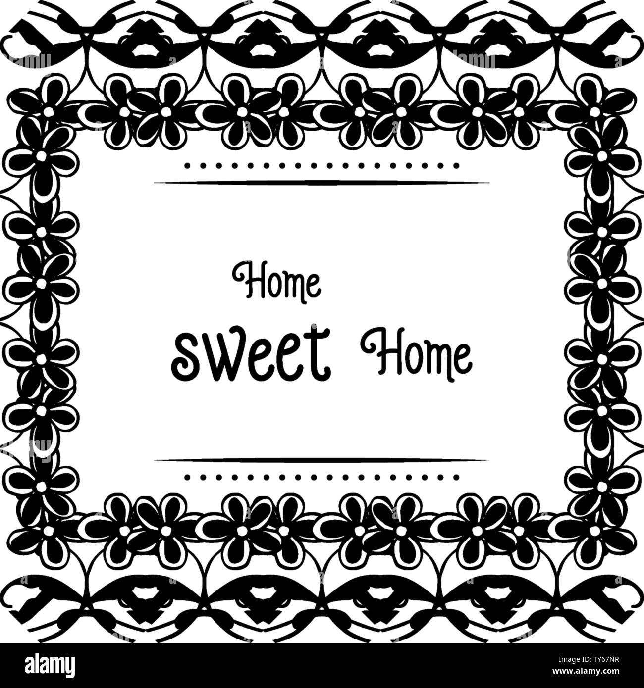 Vector illustration black white of flower frame for cute lettering of ...