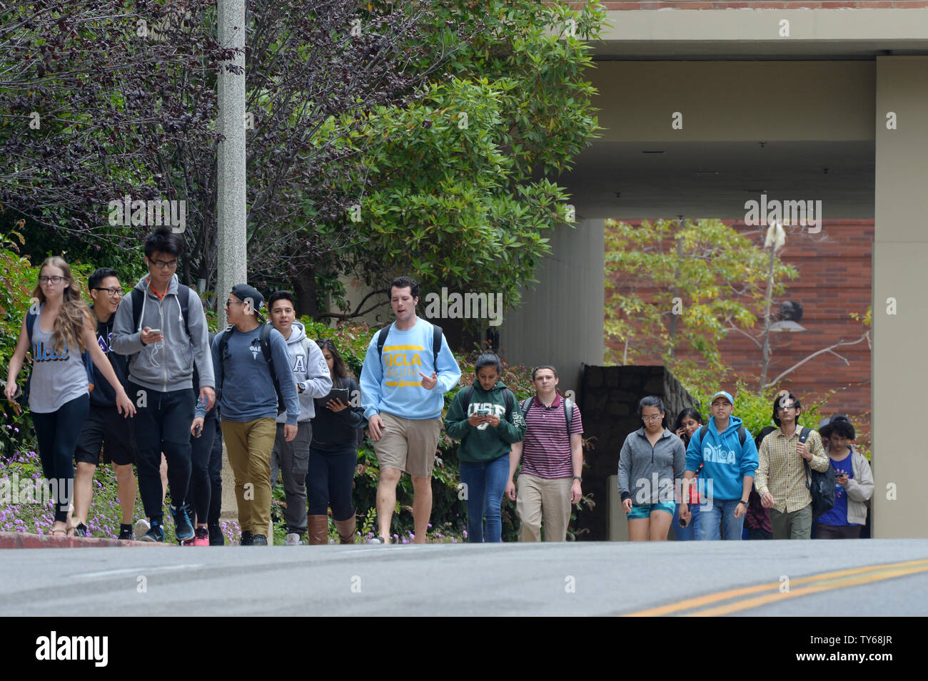 UCLA students walk off campus after classes were canceled for the day ...