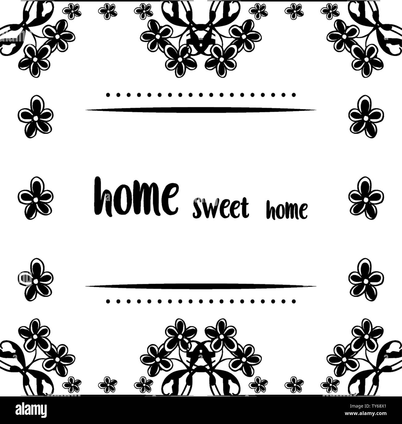 Vector illustration black white of flower frame for cute lettering of ...