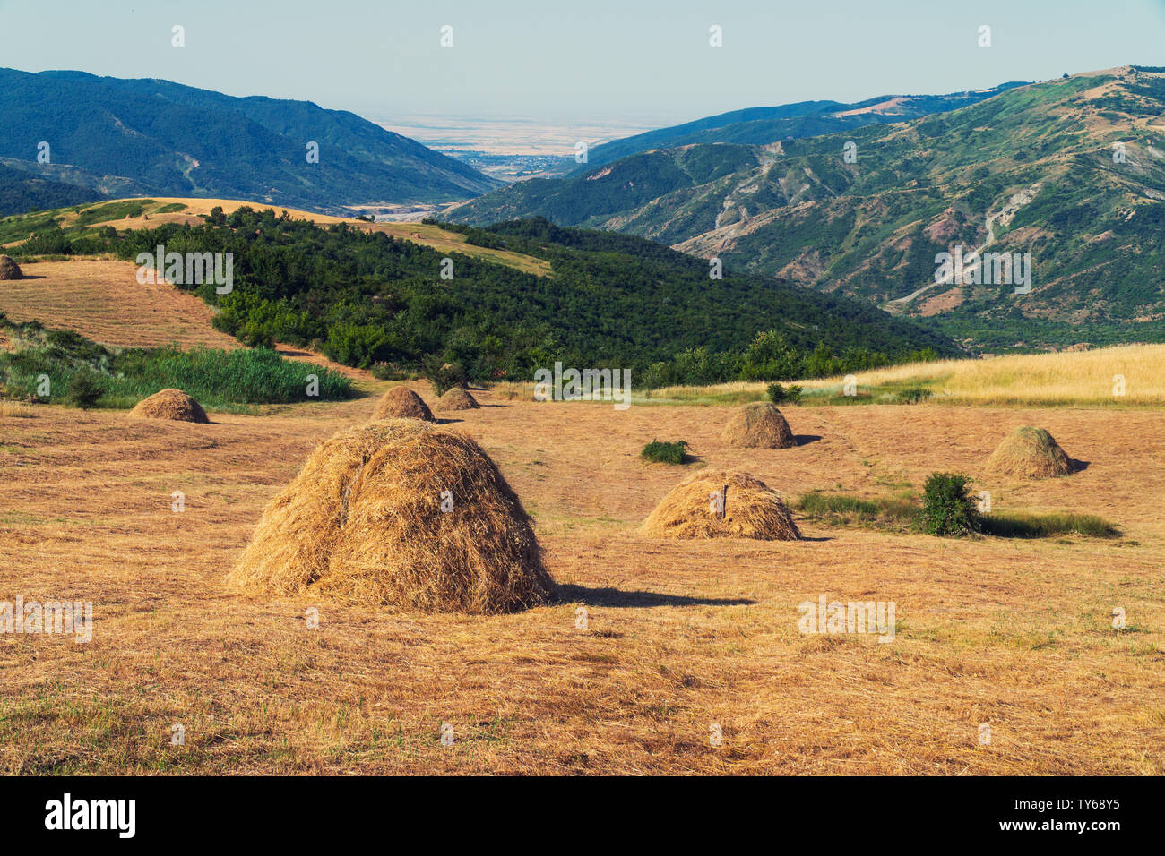 Hay stack on a hillside Stock Photo - Alamy