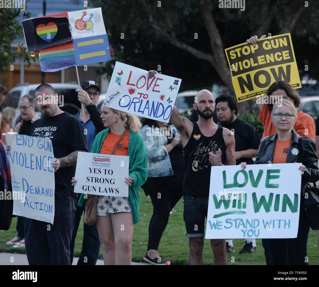 Gun violence prevention groups hold a vigil for the Orlando victims ...