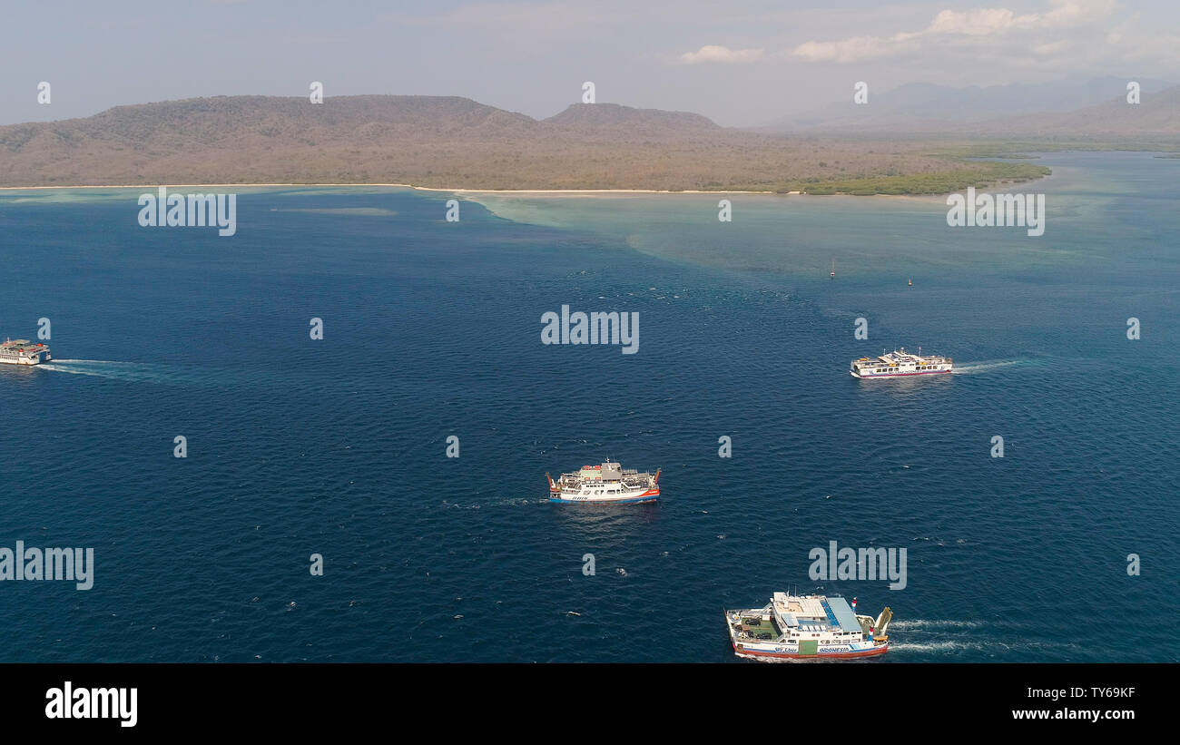 public ferry ships carrying passengers from Gilimanuk harbour ferry ...