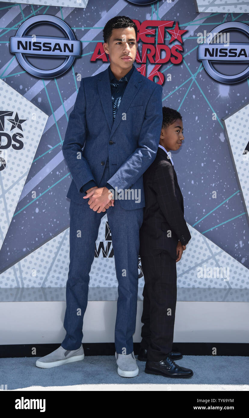 (L-R) Actors Marcus Scribner and Miles Brown attend the 16th annual BET ...