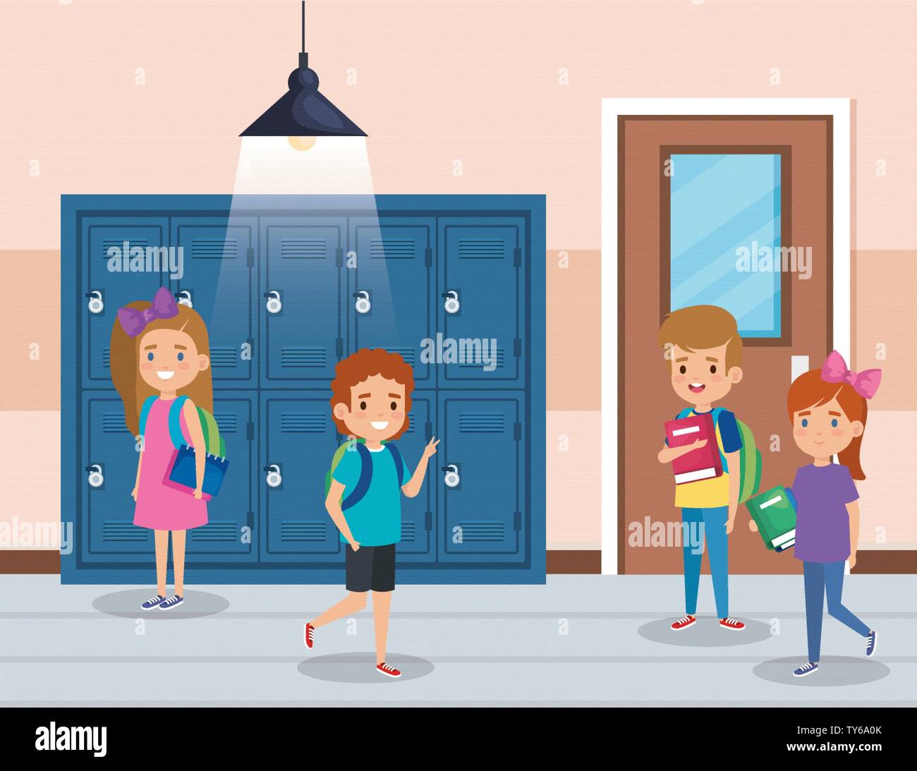 Girls with backpacks Stock Vector Images - Alamy