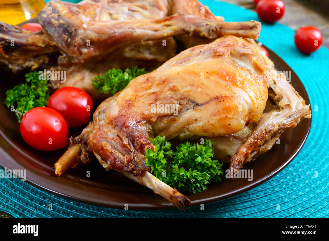 Roasted whole rabbit hi-res stock photography and images - Alamy