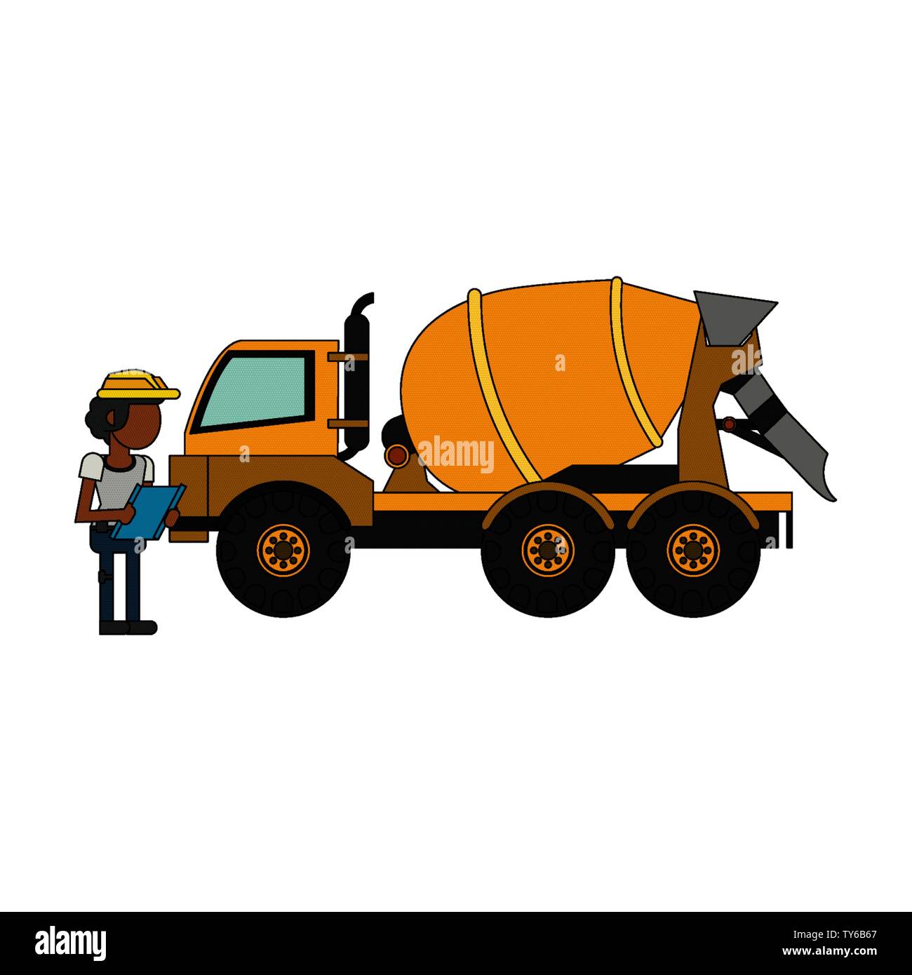 Construction worker with vehicle cartoon faceless Stock Vector Image ...