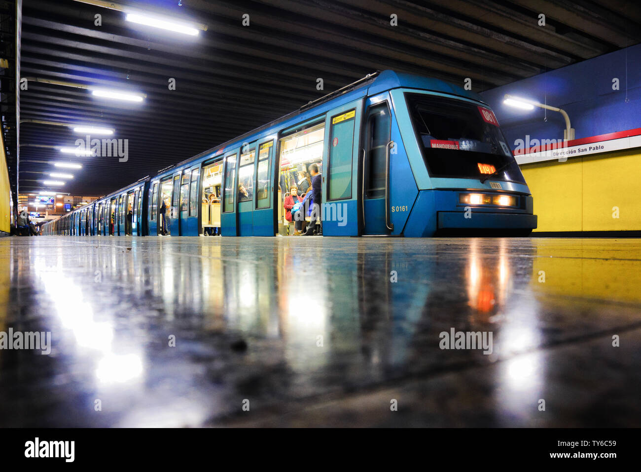 SANTIAGO, CHILE - SEPTEMBER 2015: A Santiago Metro NS93 train at ...