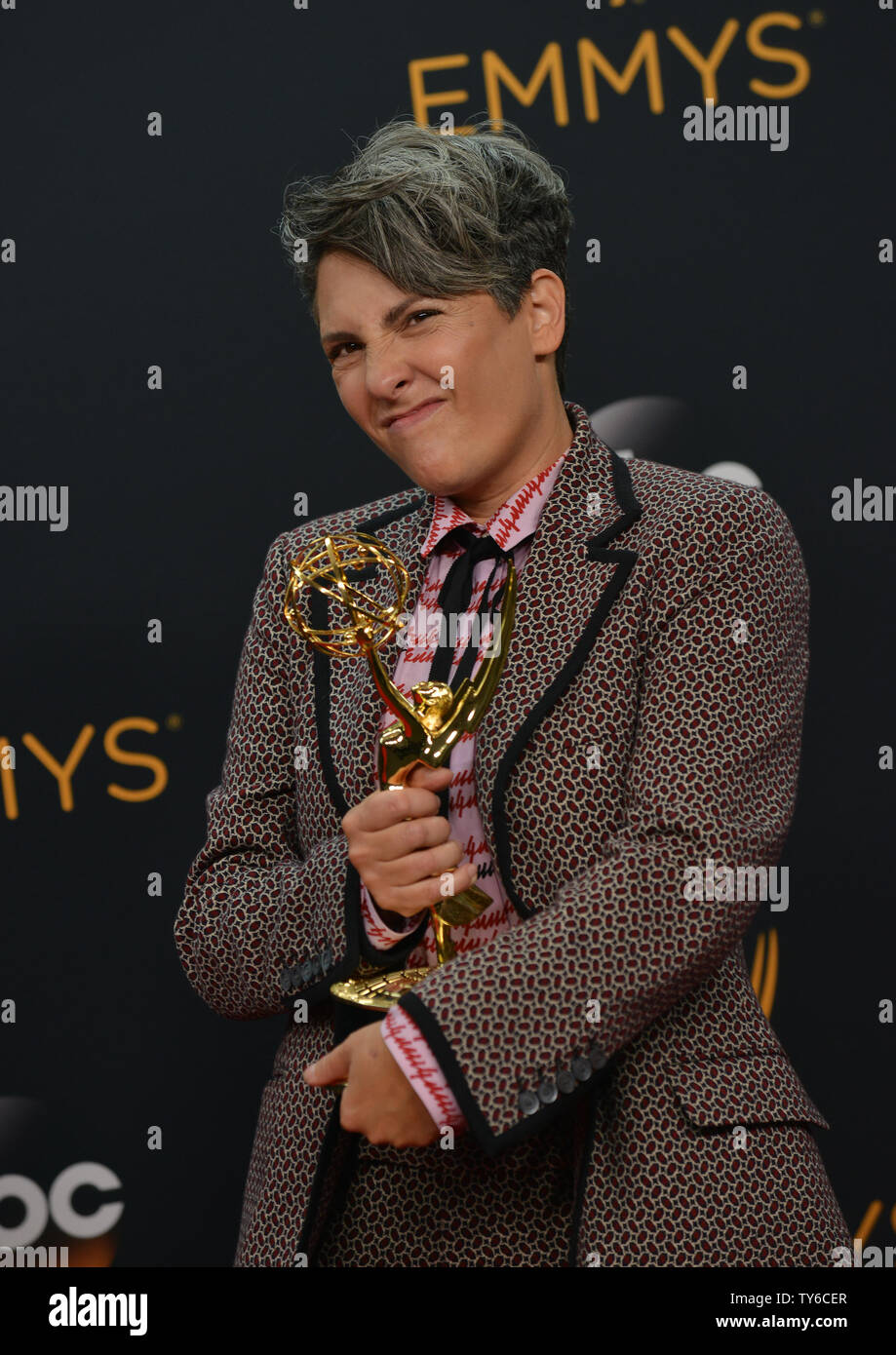 Writer/producer Jill Soloway appears backstage with her award for ...