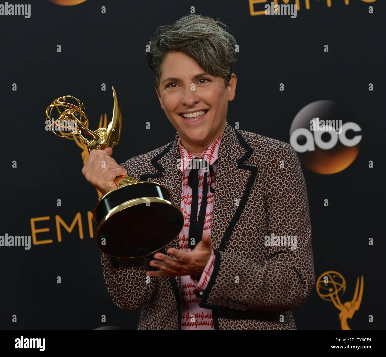 Writer/producer Jill Soloway appears backstage with her award for ...