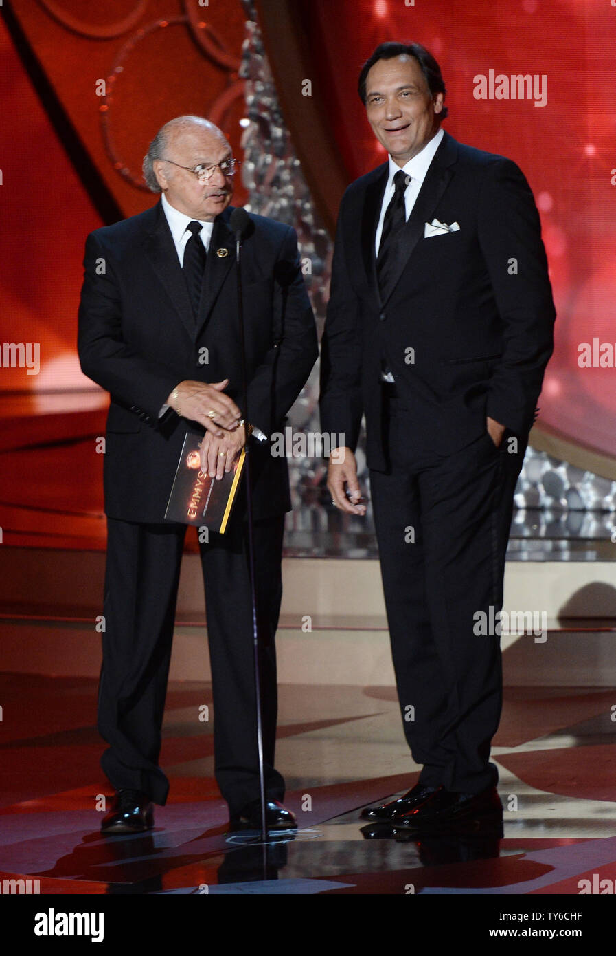 Actors Dennis Franz (L) and Jimmy Smits speak onstage during the 68th ...