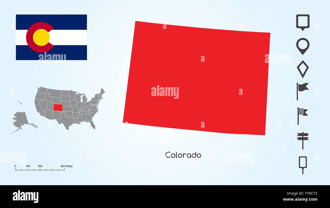 Map of The United States of America with the Selected State of Colorado ...