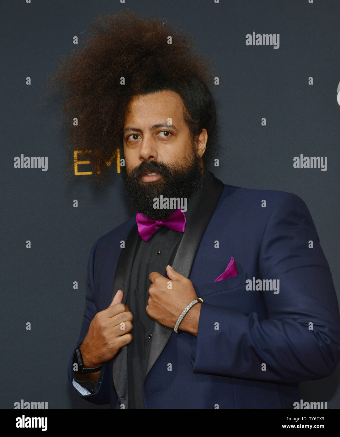 Musician Reggie Watts arrives for the 68th annual Primetime Emmy Awards ...