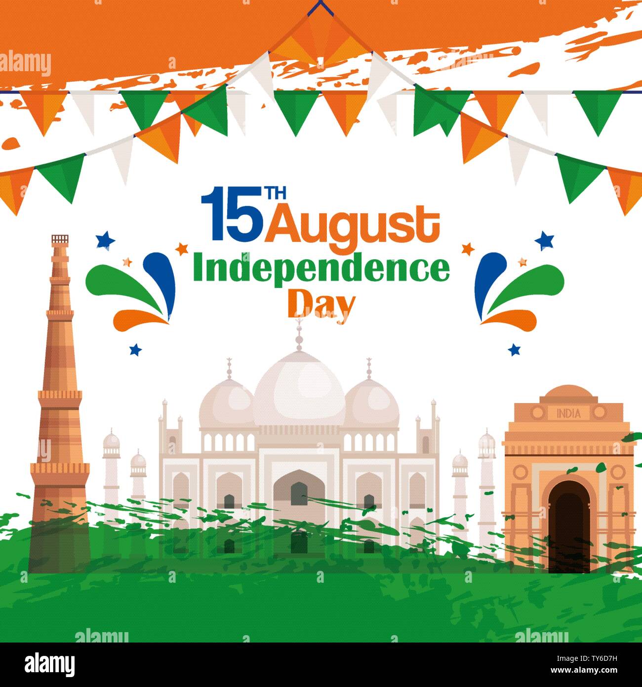 taj mahal with india architecture and party banner Stock Vector Image ...