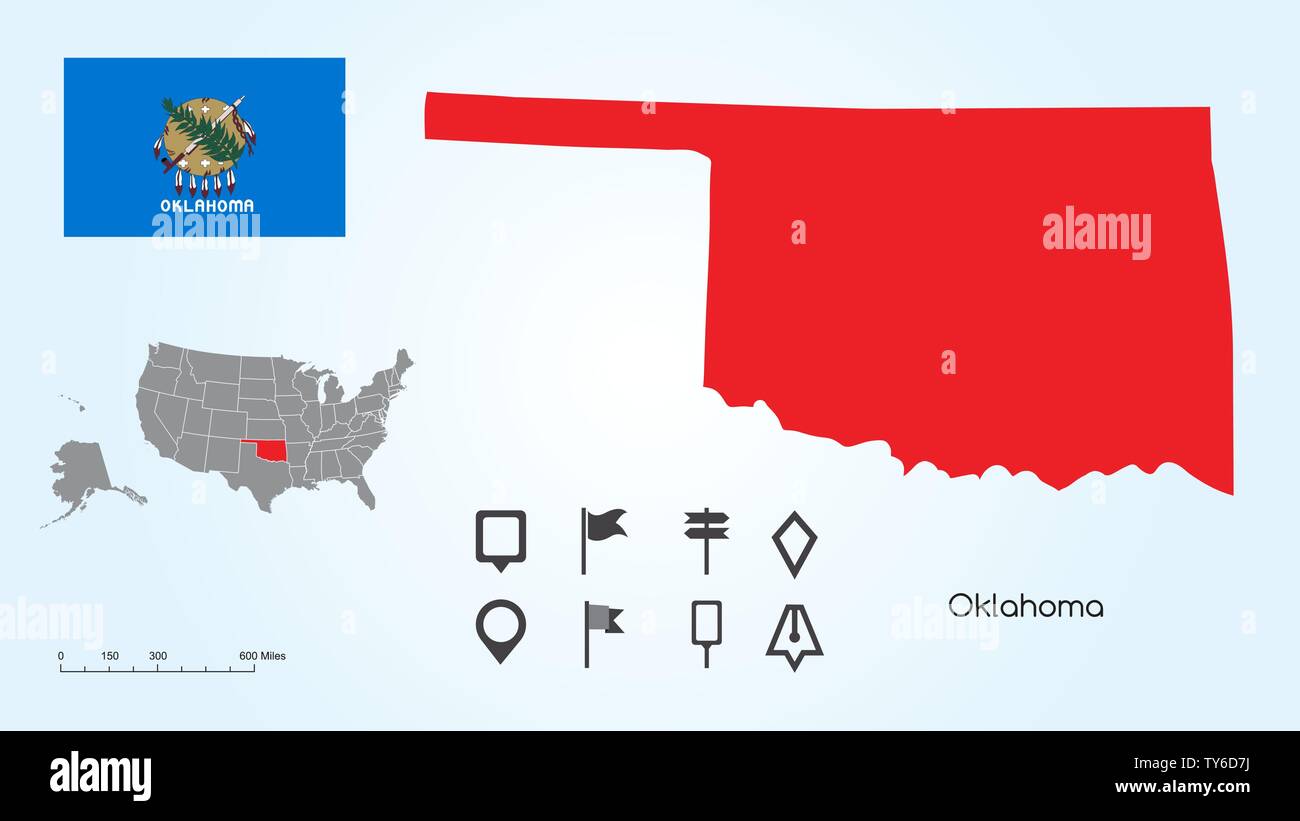 Map of The United States of America with the Selected State of Oklahoma ...