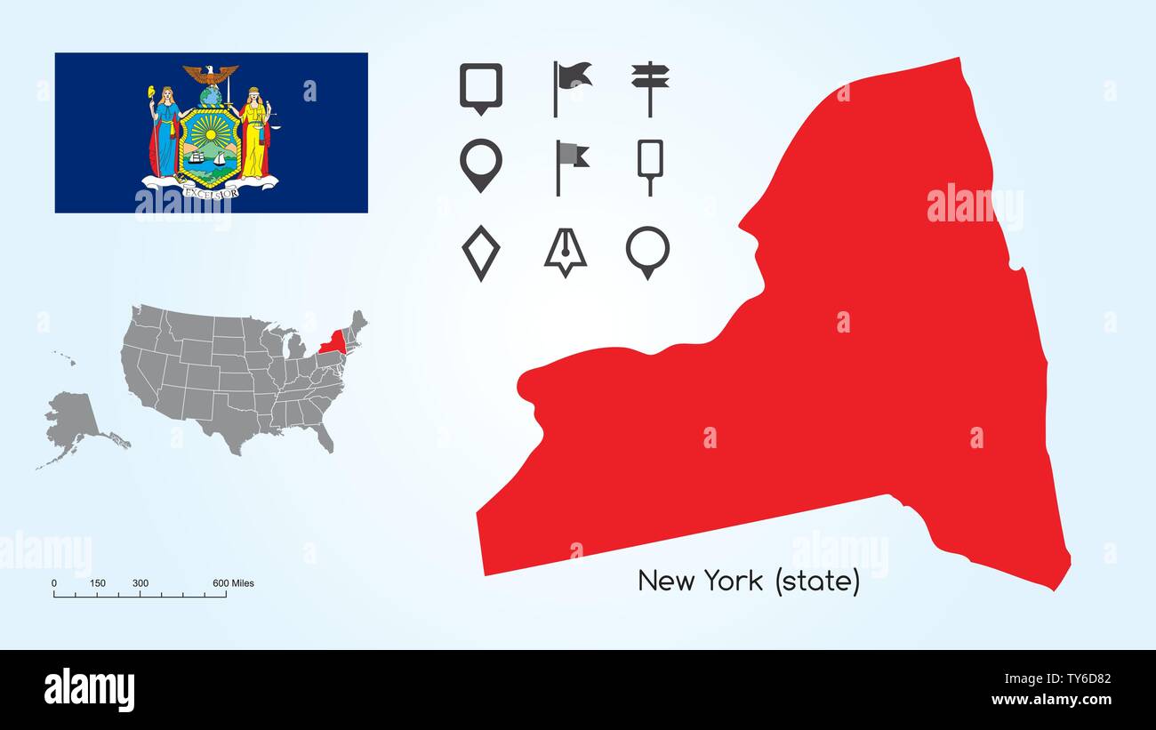 Map of The United States of America with the Selected State of New York ...