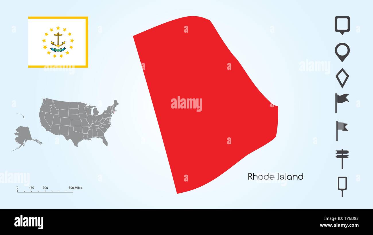 Map of The United States of America with the Selected State of Rhode ...