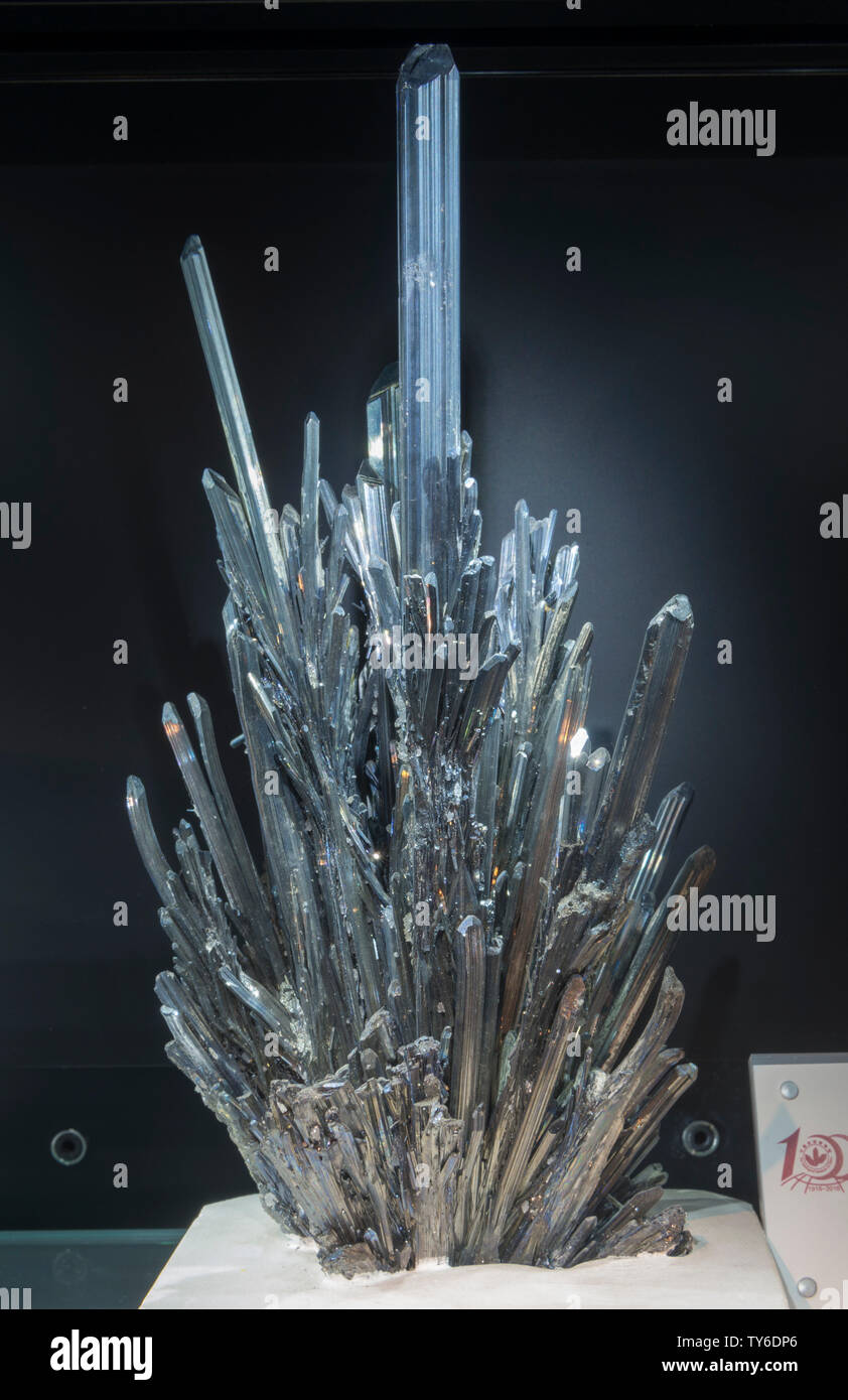 Nature antimony mineral stibnite. Geological Museum of China Stock ...