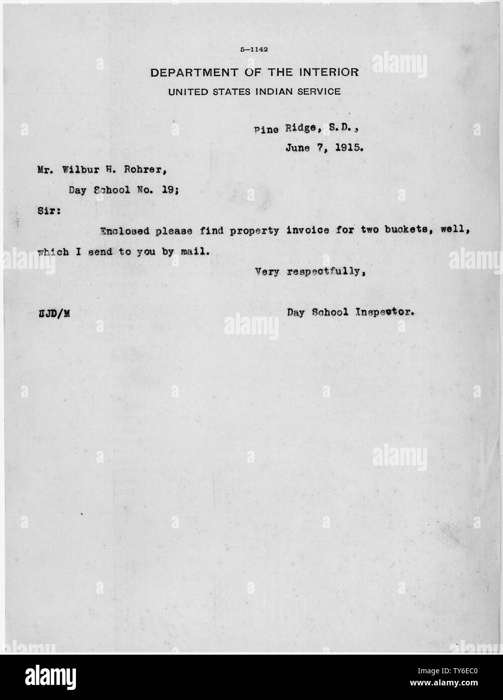 J.J. Duncan to Wilbur H. Rohrer, Day School Number 19 Stock Photo - Alamy