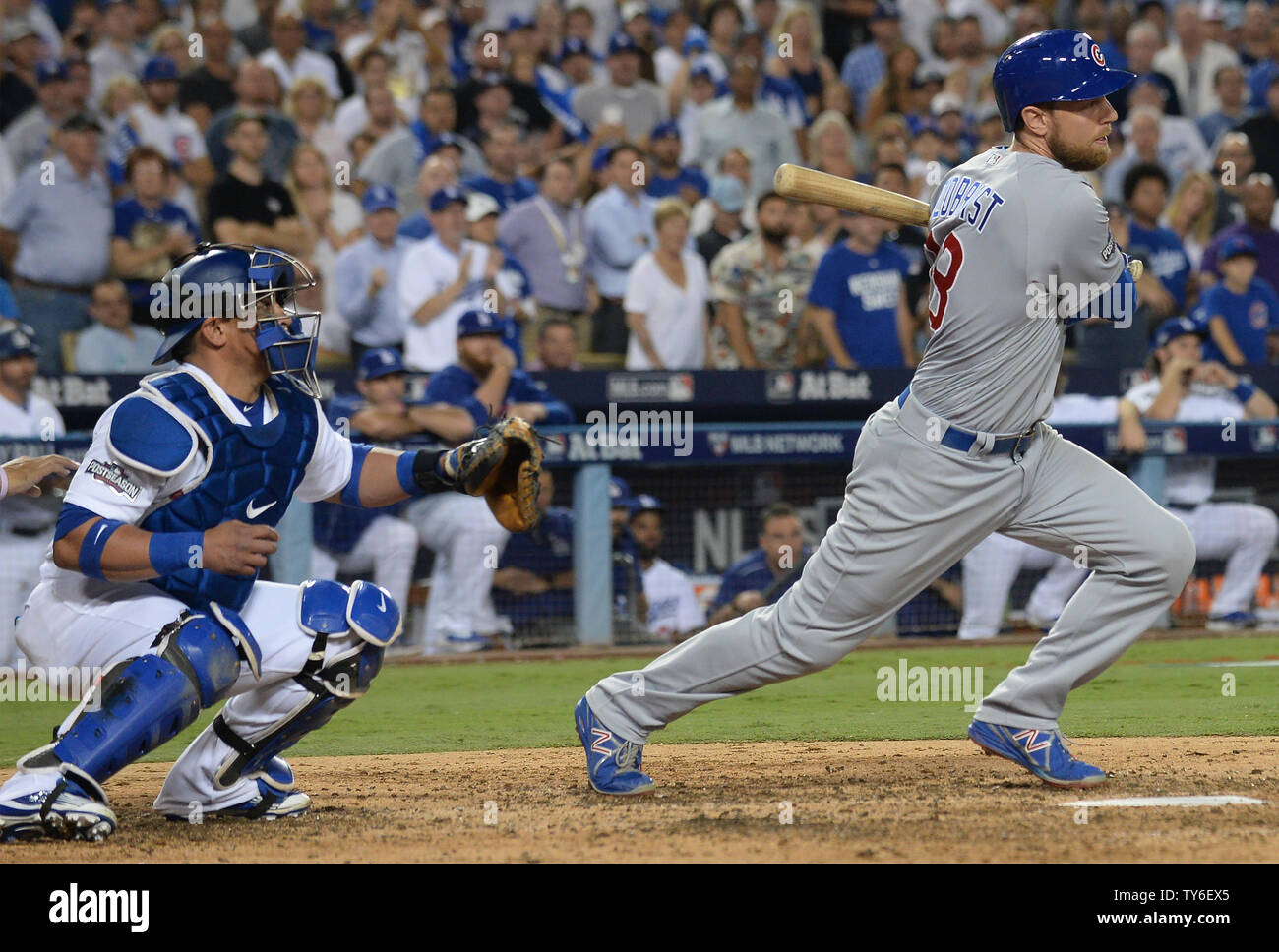 Chicago Cubs left fielder Ben Zobrist lines out to right field with a ...