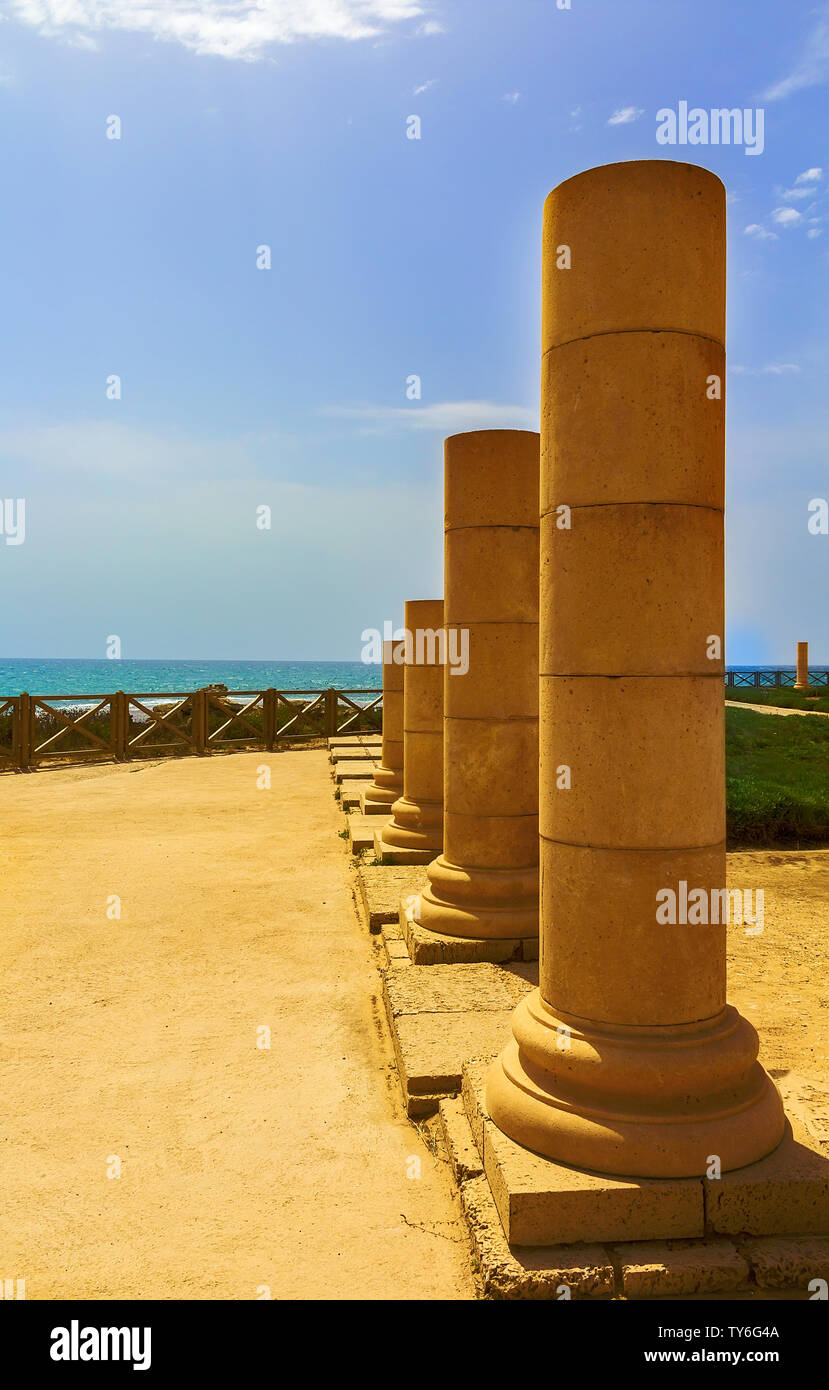 The remains of the columns built by the ancient Roman Empire ...