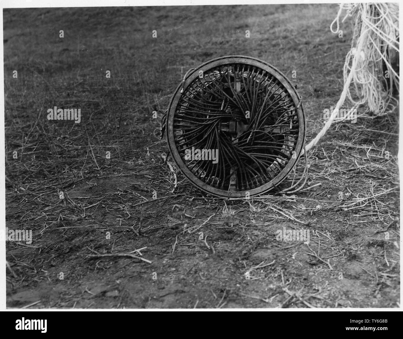 Japanese war balloon; Scope and content: Collapsed balloon on ground ...