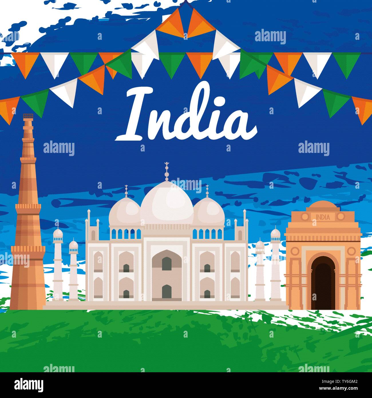 taj mahal with party banner and architecture Stock Vector Image & Art ...