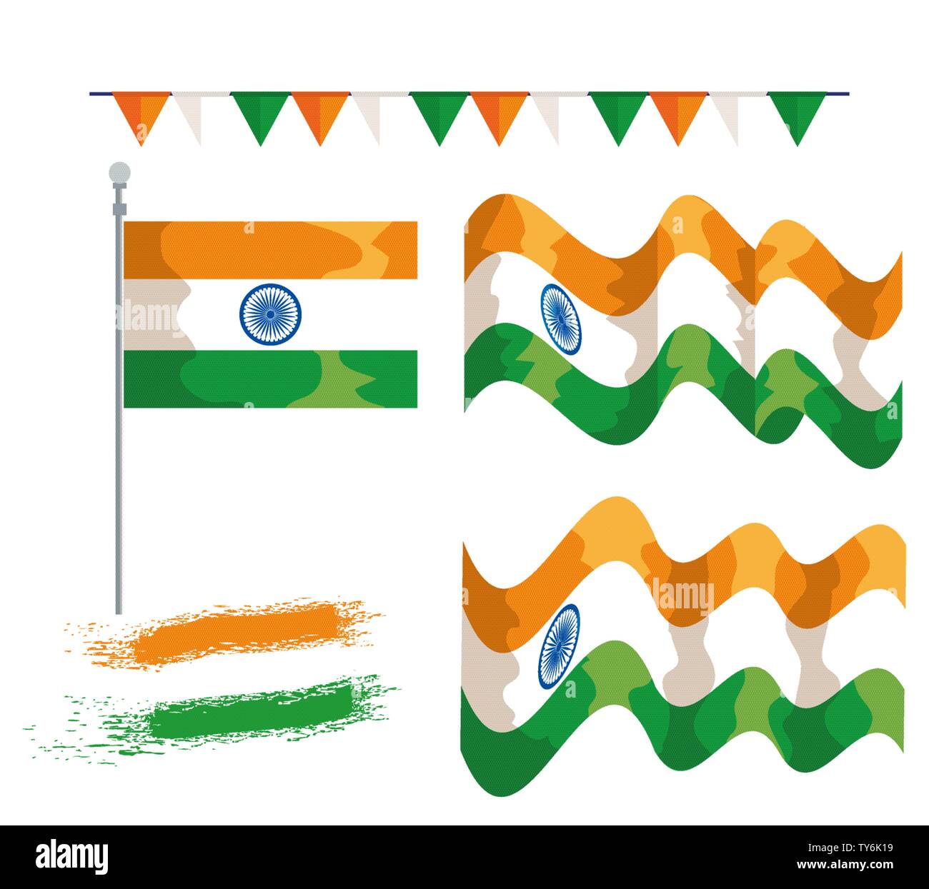 set of india flags and party banner Stock Vector Image & Art - Alamy