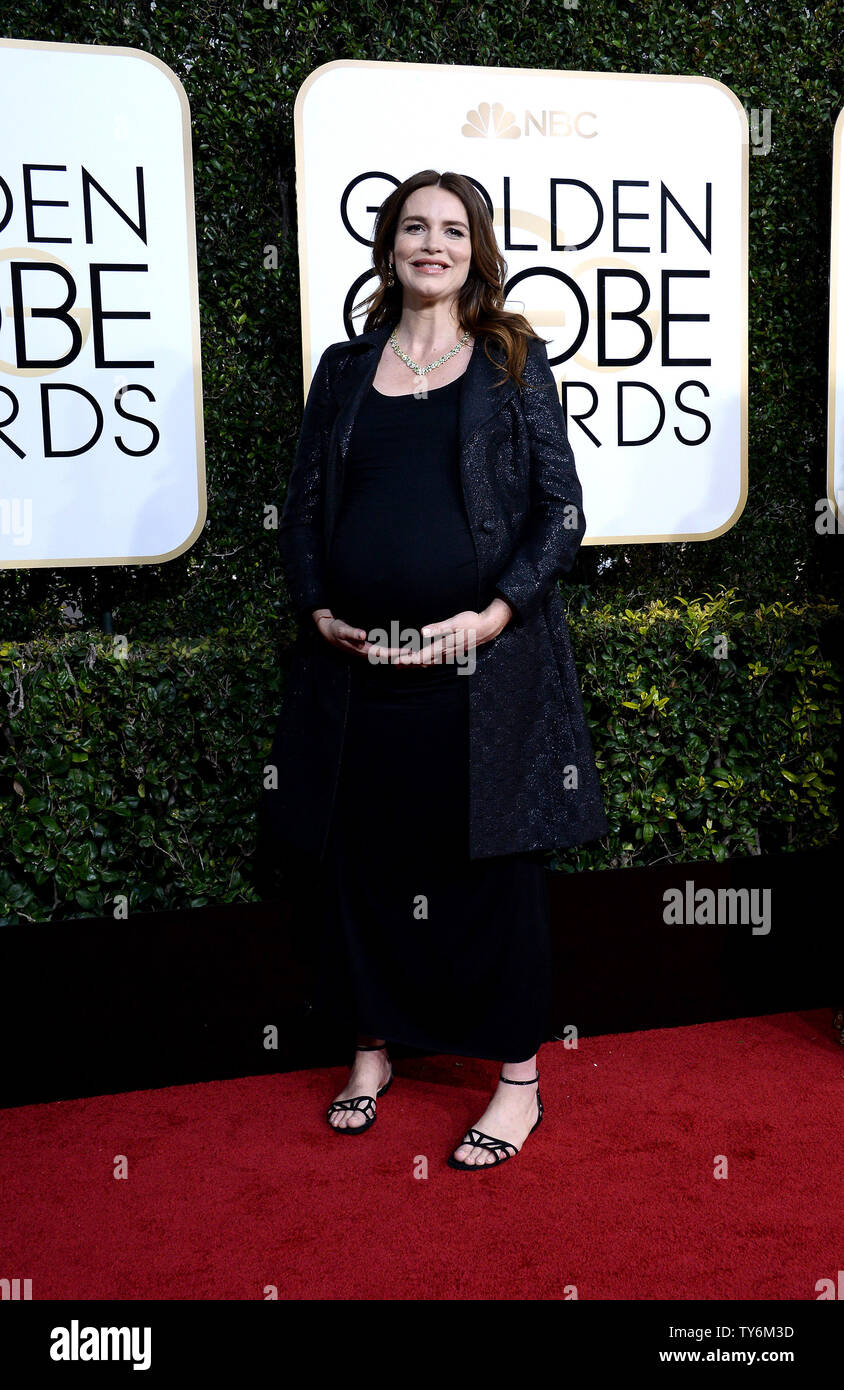 Saffron Burrows attends the 74th annual Golden Globe Awards at the ...