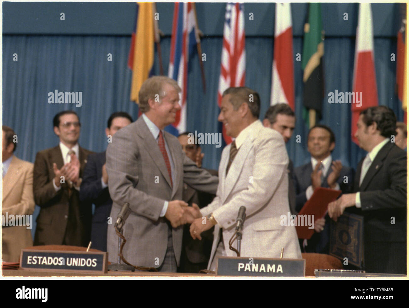 Jimmy Carter and Omar Torrijos at the signing of the Panama Canal ...