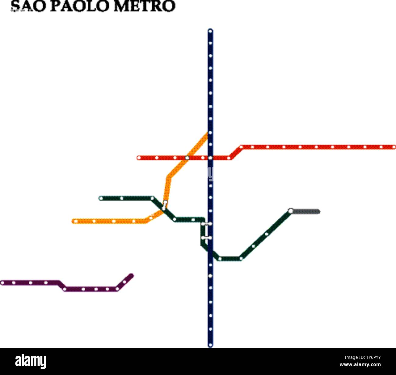 Map of the Sao Paolo metro, Subway, Template of city transportation ...
