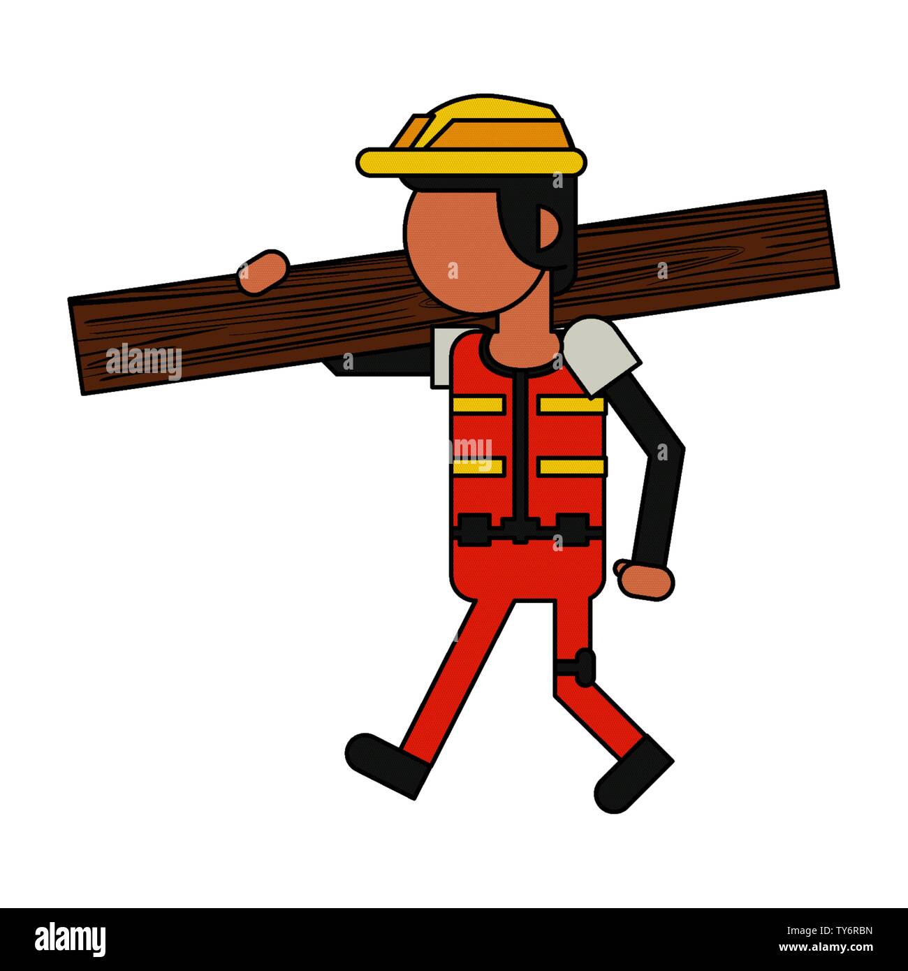 Construction worker smiling cartoon isolated faceless Stock Vector ...
