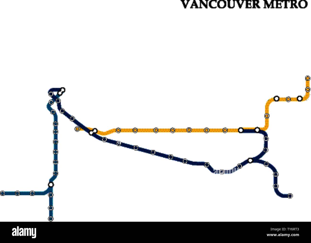 Map of the Vancouver metro, Subway, Template of city transportation ...