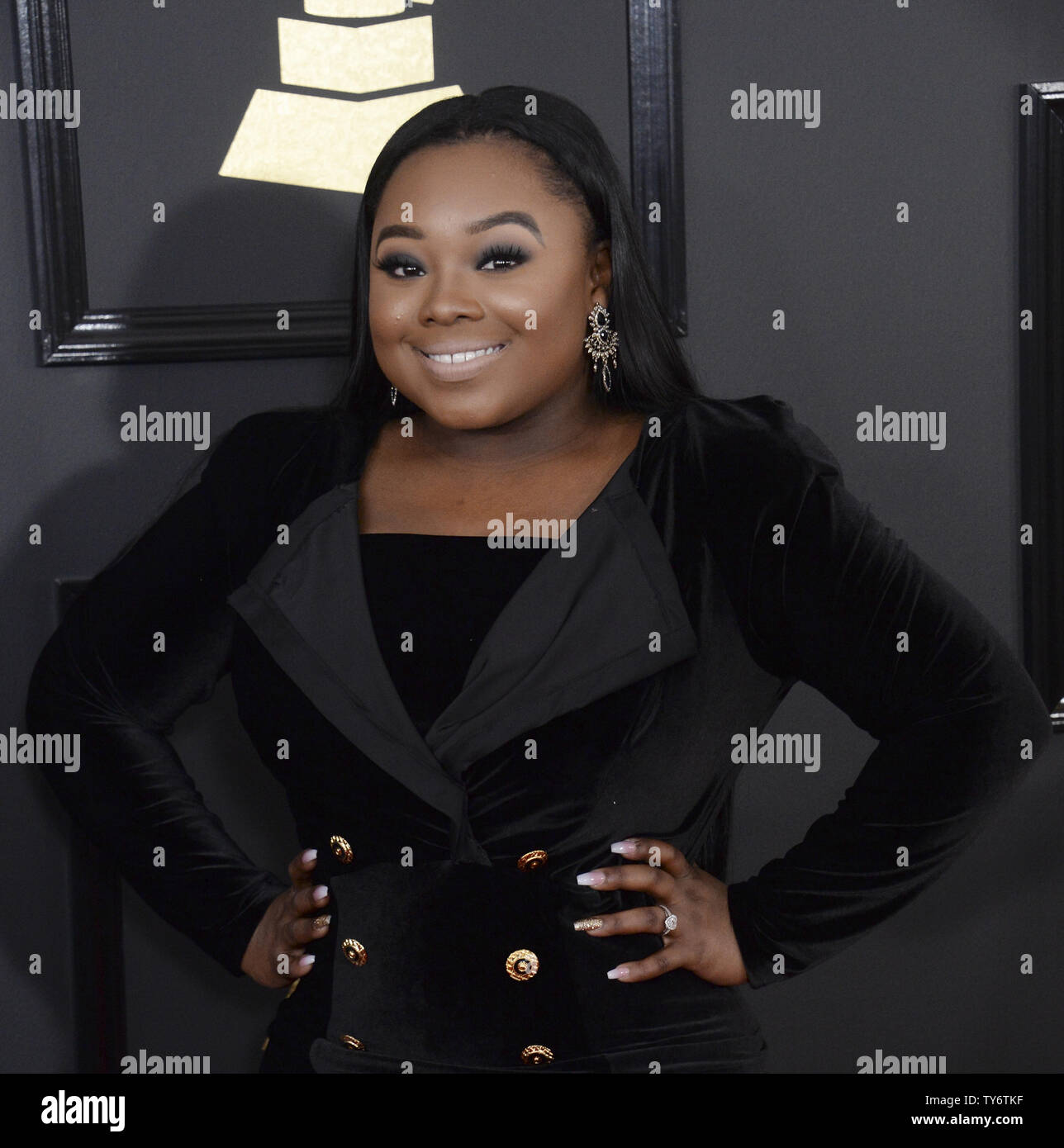 Musical artist Jekalyn Carr arrives for the 59th annual Grammy Awards ...
