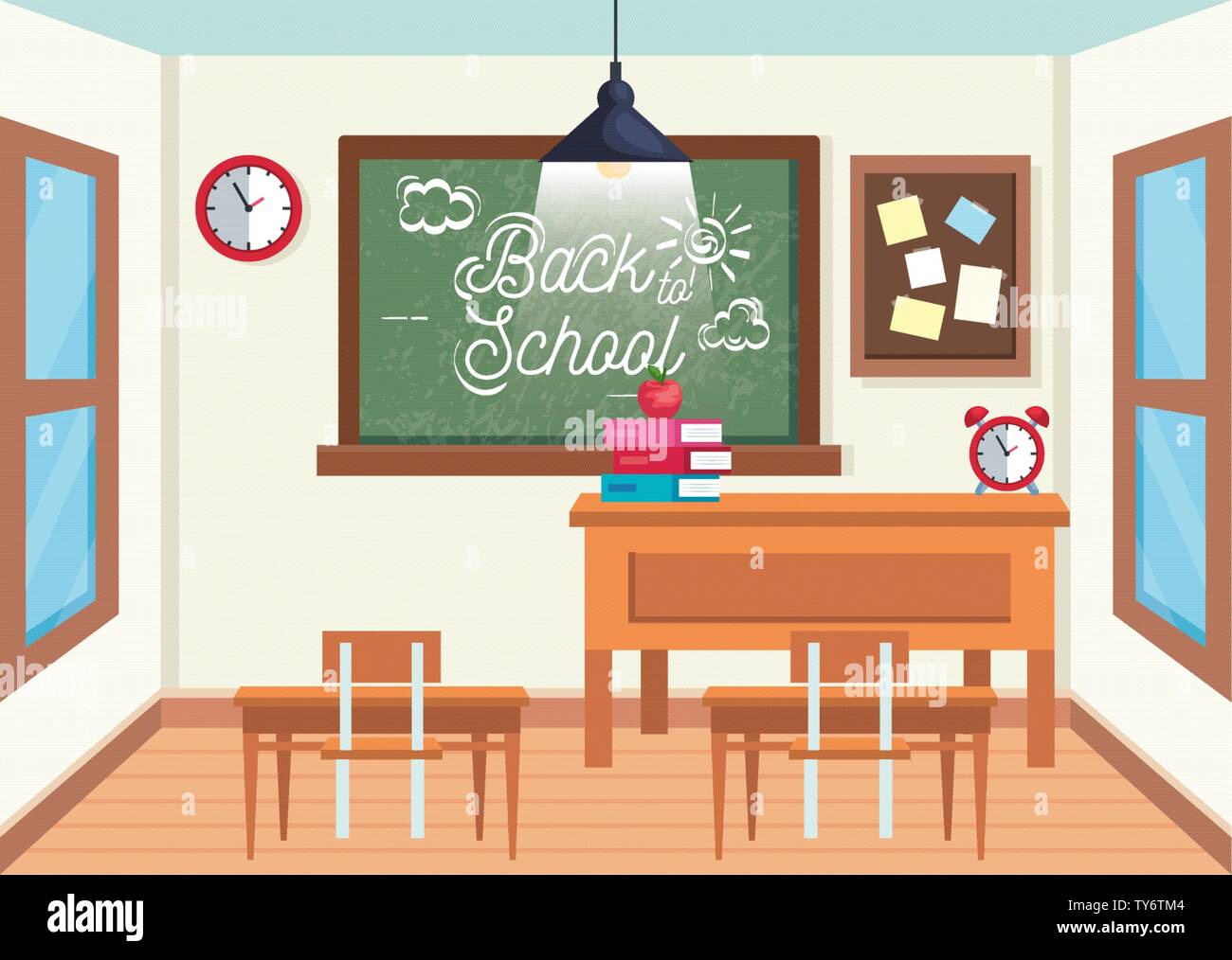 Classroom students desks Stock Vector Images - Alamy