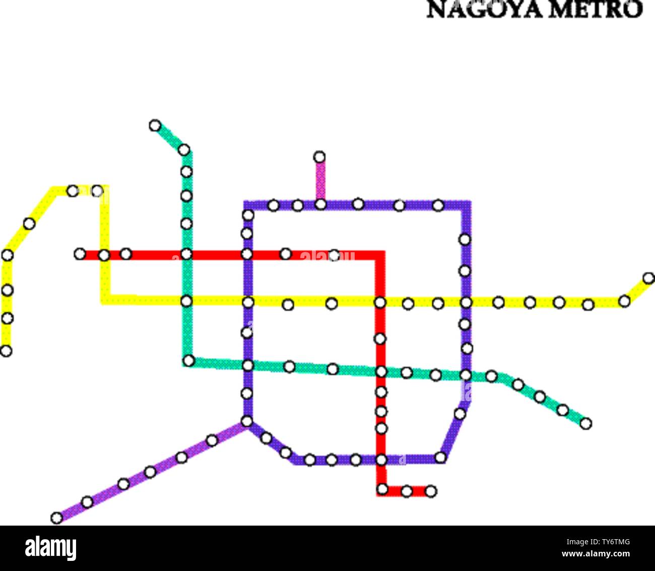 Map of the Nagoya metro, Subway, Template of city transportation scheme for underground road ...