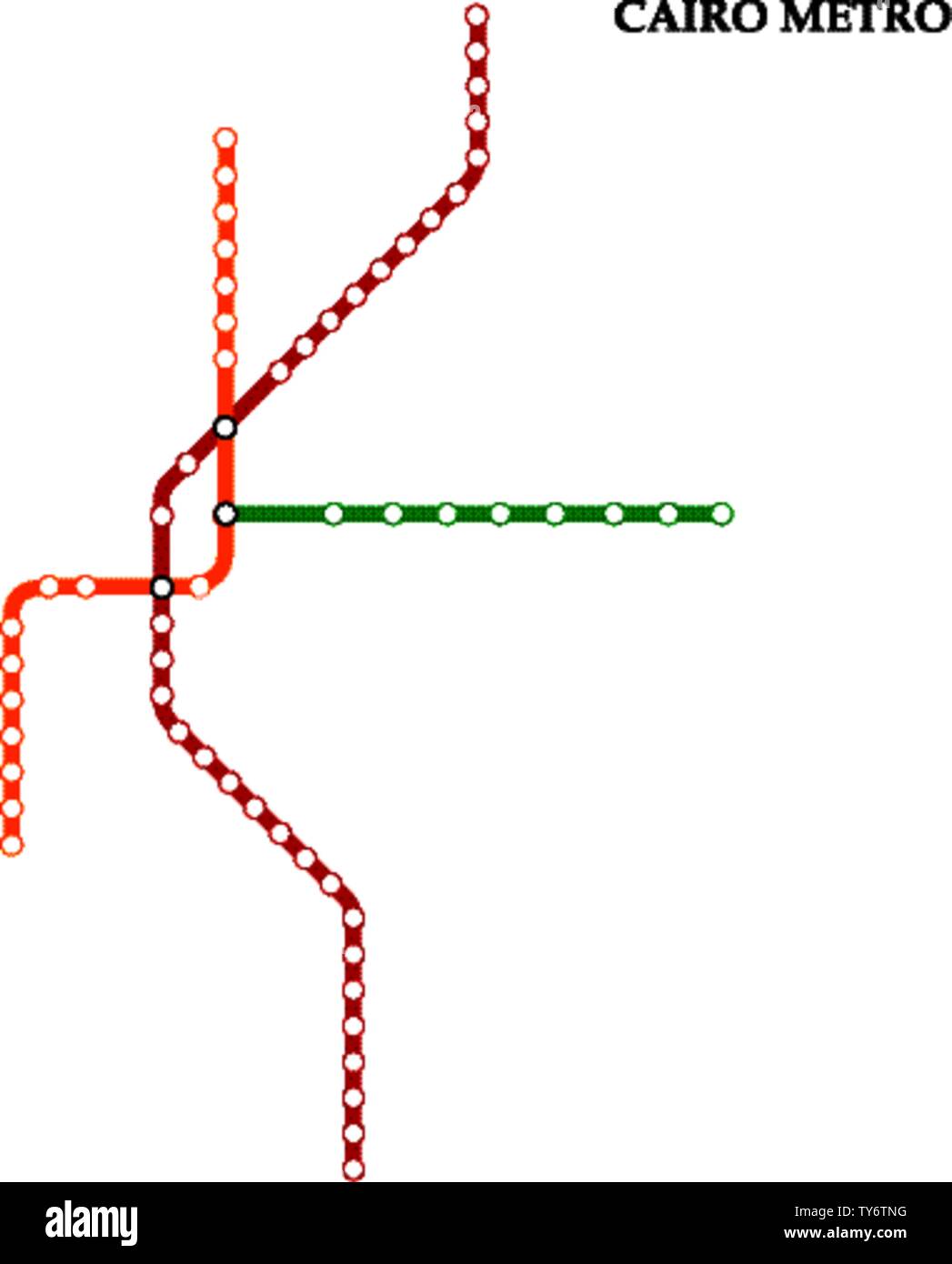 Map of the Cairo metro, Subway, Template of city transportation scheme ...