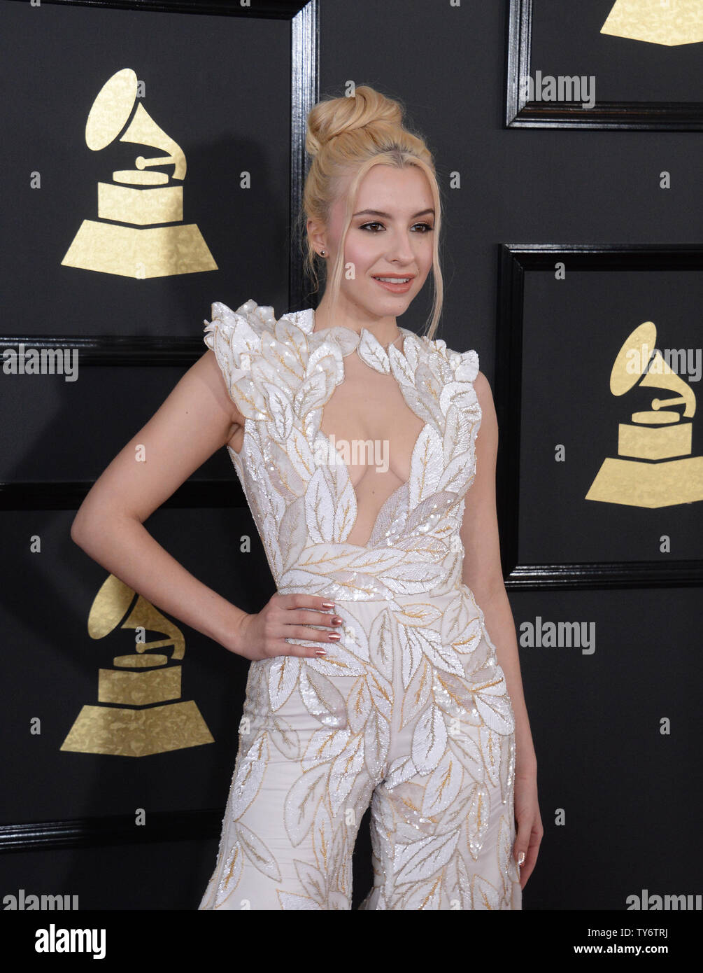Singer Sophie Beem arrives for the 59th annual Grammy Awards held at ...