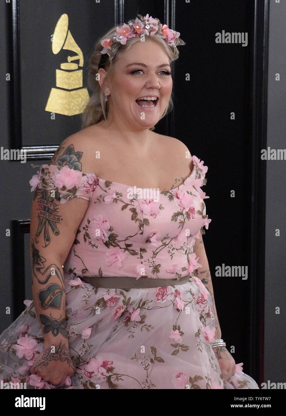 Singer/songwriter Elle King arrives for the 59th annual Grammy Awards ...