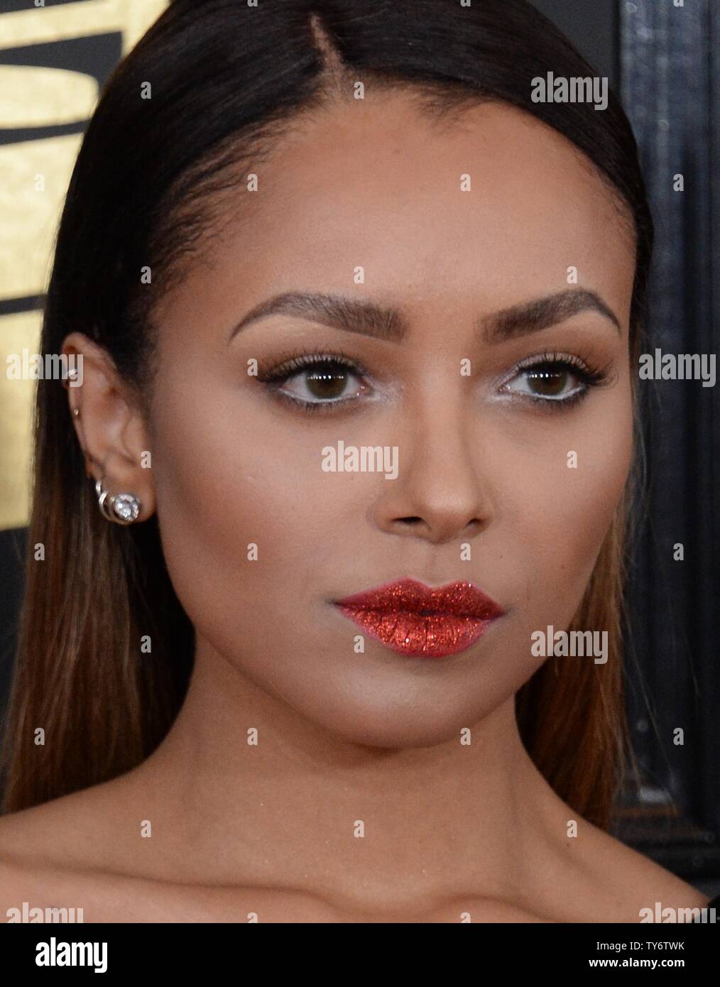 Actress Kat Graham arrives for the 59th annual Grammy Awards held at ...