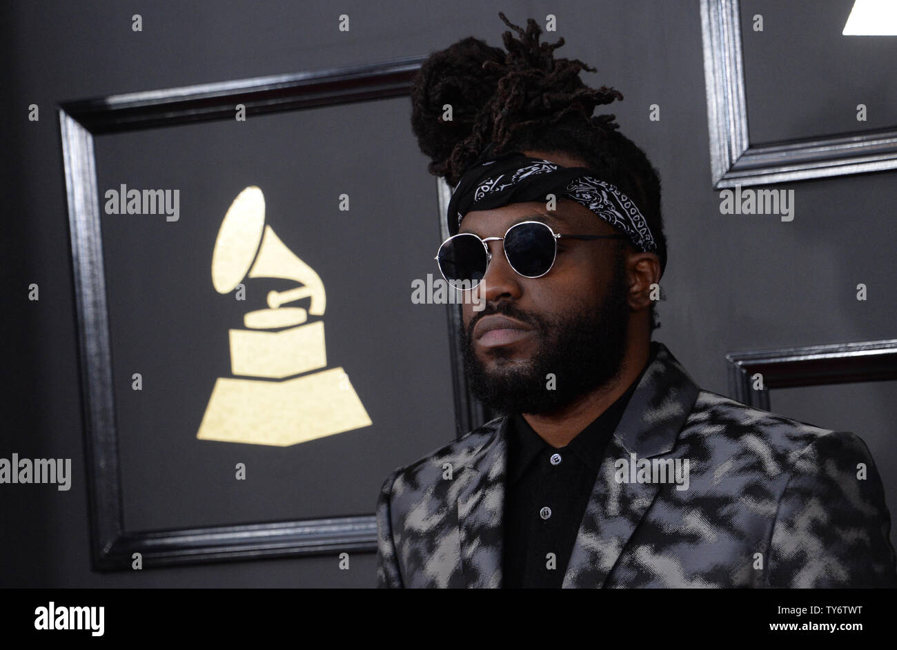 Rapper MeLo-X arrives for the 59th annual Grammy Awards held at Staples ...