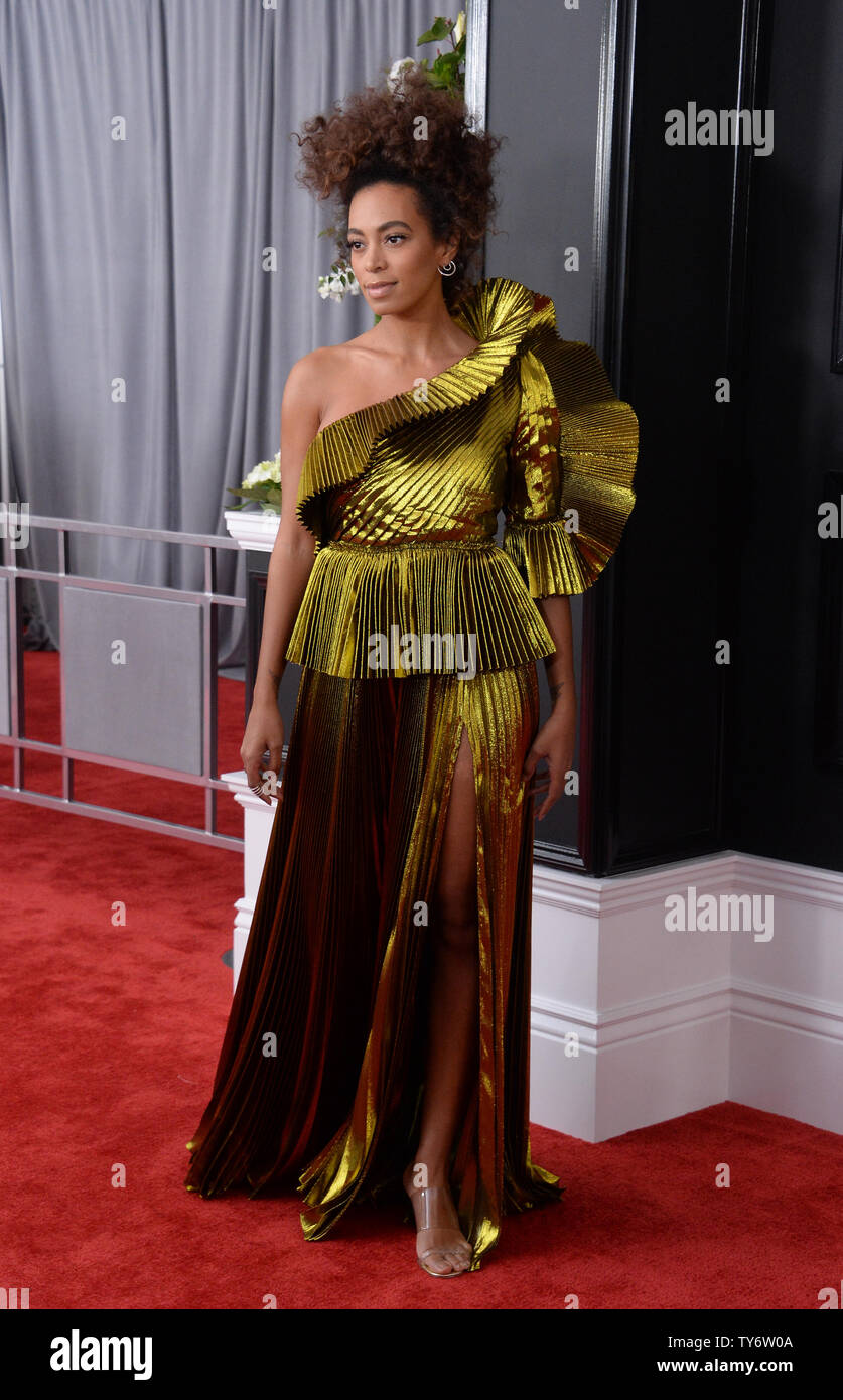 Singer Solange Knowles arrives for the 59th annual Grammy Awards held ...