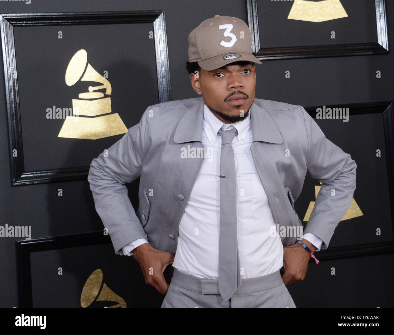 Chance the Rapper arrives for the 59th annual Grammy Awards held at ...