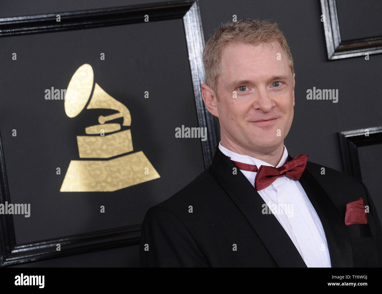 Engineer John Hanes arrives for the 59th annual Grammy Awards held at ...