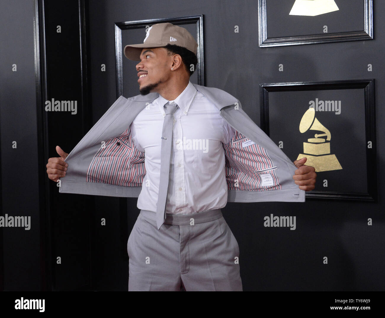 Chance the Rapper arrives for the 59th annual Grammy Awards held at ...
