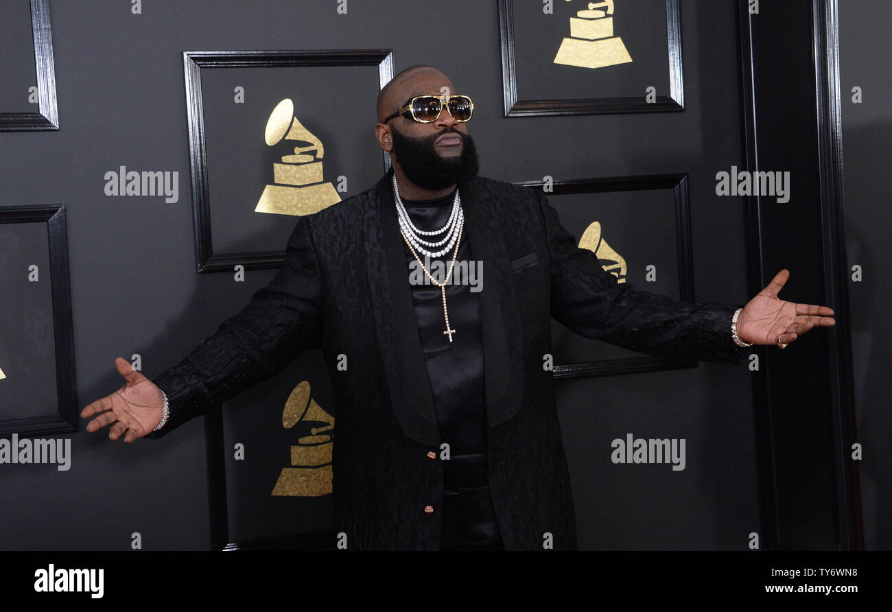Rapper Rick Ross arrives for the 59th annual Grammy Awards held at ...