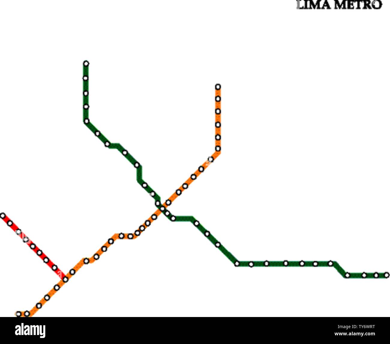 Map of the Lima metro, Subway, Template of city transportation scheme ...